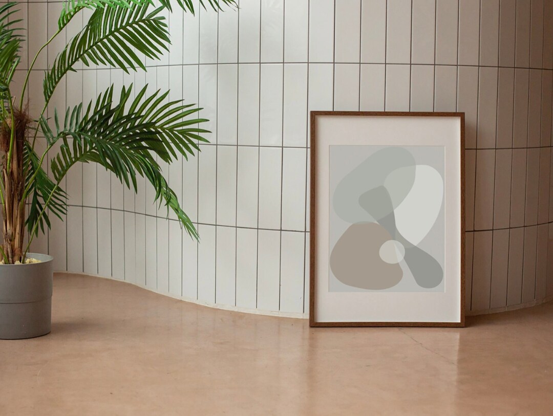 Layered Blob Minimal Abstract Grey Sage Art Print - Etsy