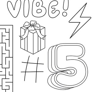 Five is a Vibe Birthday Coloring Sheet, Five Vibe Activity Sheet, Printable Five Vibe Coloring ...