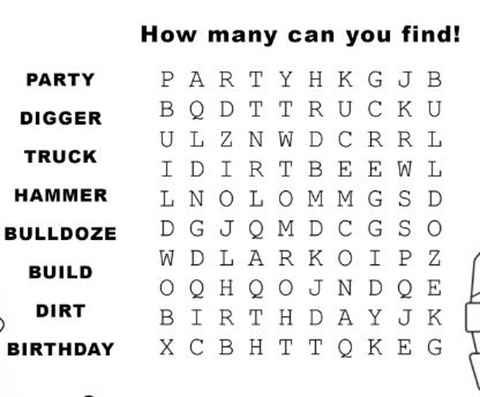 Construction Birthday Coloring Sheet, Digger Activity Sheet, Printable ...