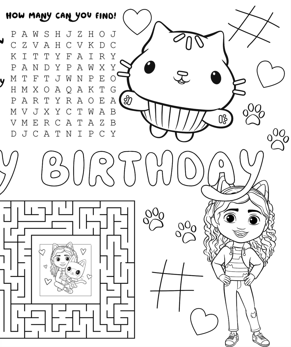 Gabby's Dollhouse Coloring Sheet, Gabby Activity Sheet, Printable Gabby ...