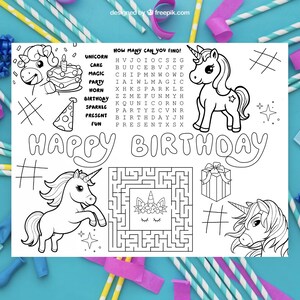 Unicorn Birthday Coloring Sheet, Unicorn Activity Sheet, Printable ...