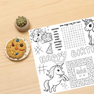 Unicorn Birthday Coloring Sheet, Unicorn Activity Sheet, Printable ...