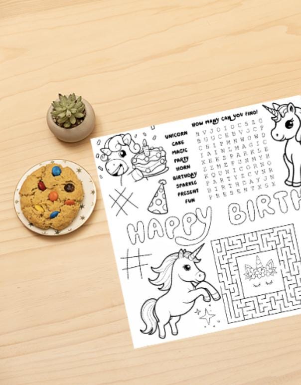 Unicorn Birthday Coloring Sheet, Unicorn Activity Sheet, Printable ...