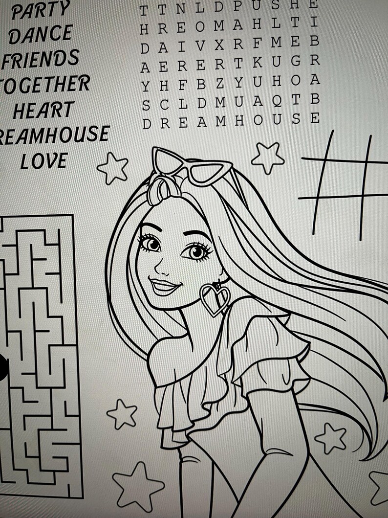 Barbie Birthday Coloring Sheet, Barbie Activity Sheet, Printable Barbie ...
