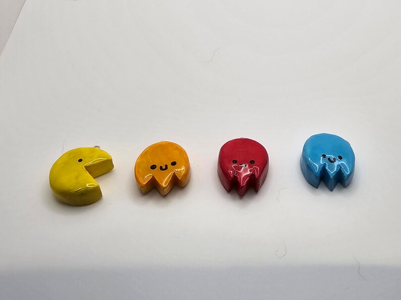 Retro Themed Set of Charms. Kawaii Pac Man Inspired. Cute Gifts for ...