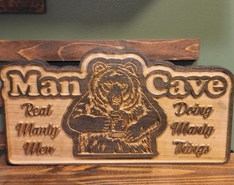 Metal Sign Standing Bear Man Cave Bears Den Sign - Etsy