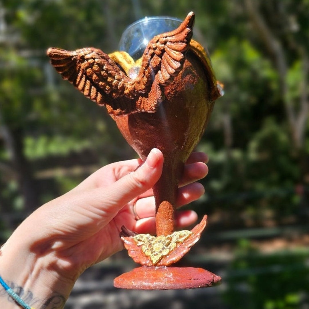 Handcrafted Clay Wine Goblet With Painted Design and Resin Finish - Etsy