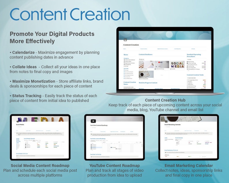 Notion Template Content Creators, Digital Product Business Template ...