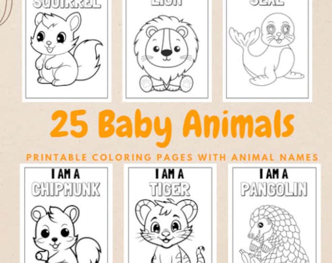 120 Cute Animal Coloring Pages for Kids Vol. 1, Cute Animal Coloring ...