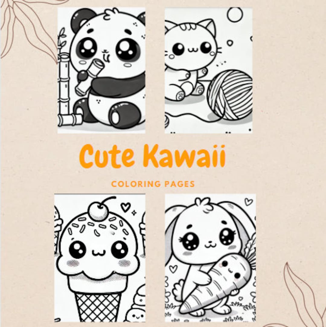 Summer Kawaii Coloring Pages, 24 Kawaii Coloring Pages for Kids, Cute ...