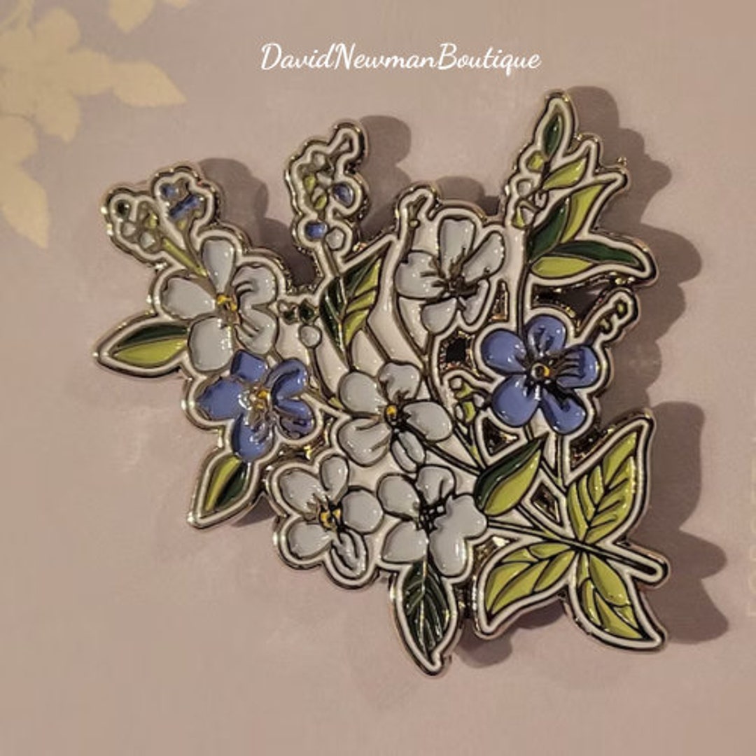 Forget Me Not Illustrated Lapel Pin Blue Flower Enamel Pin - Etsy
