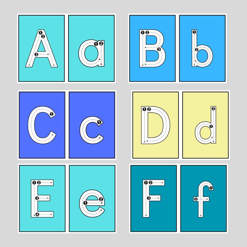 ABC Printable Tracing Flashcards Alphabet Learning Cards Preschool ...