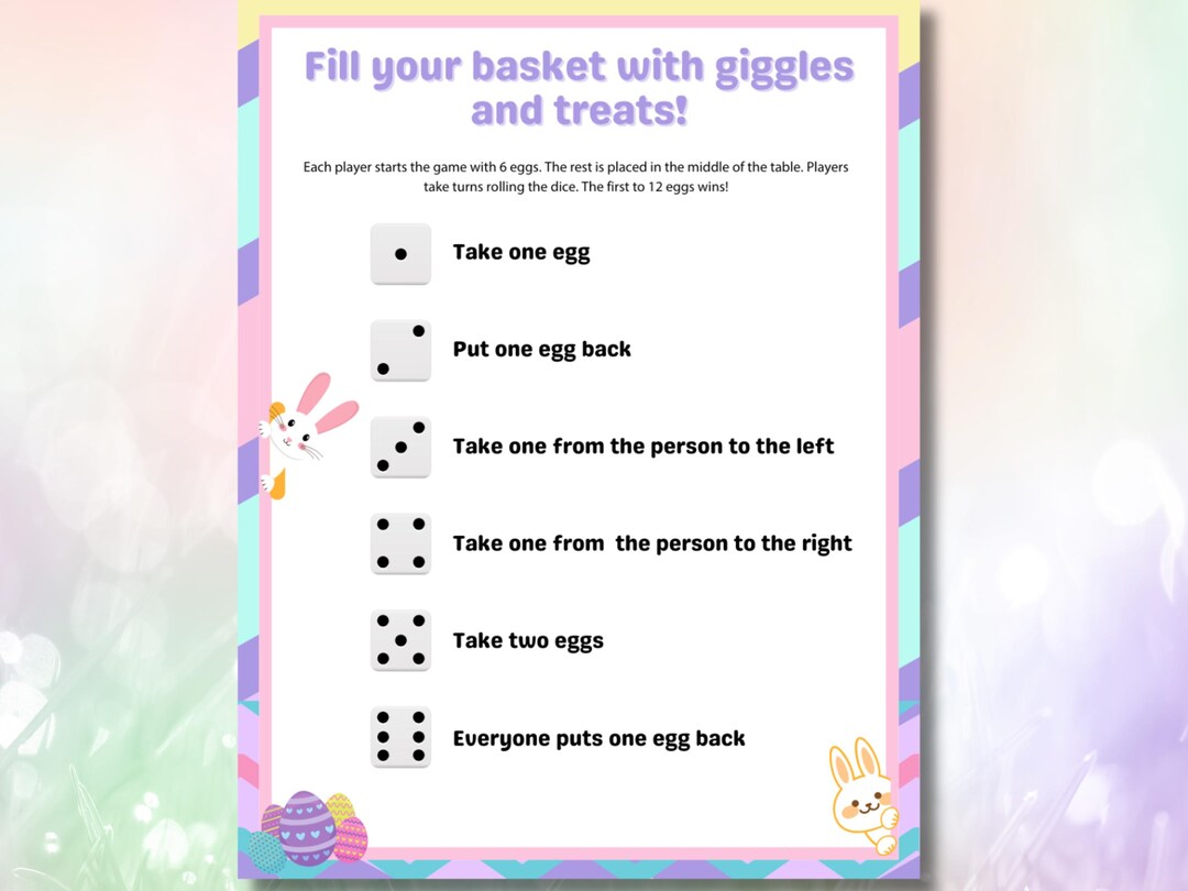 Easter Egg Dice Game, Easter, Dice Game, Kids, Teens, Adults, Easter ...