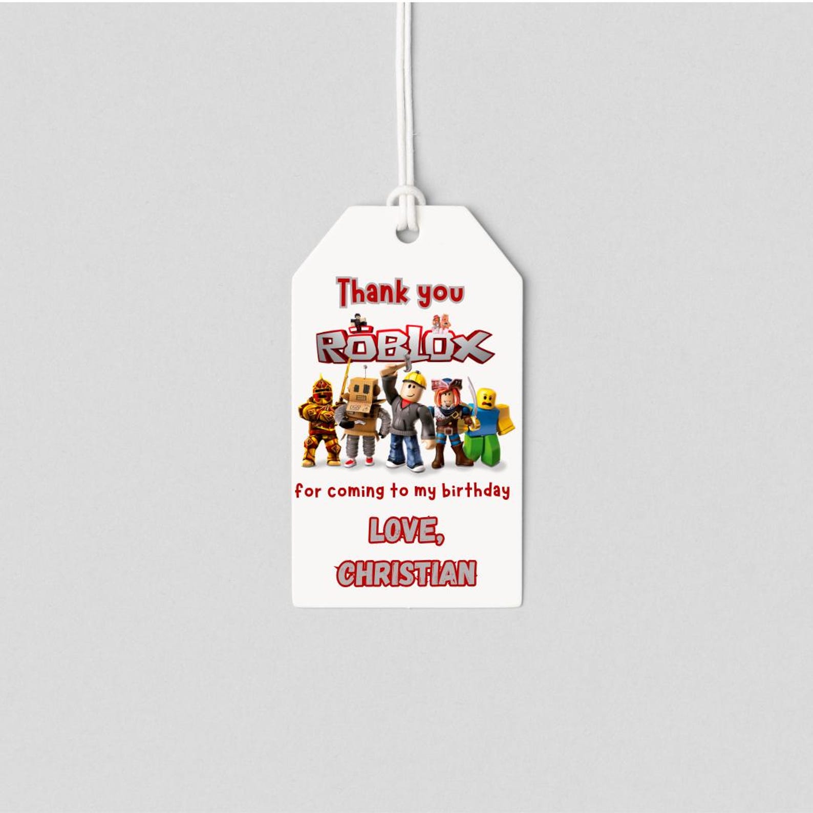 Editable Roblox Themed Thank You Tags Digital Download Personalized ...