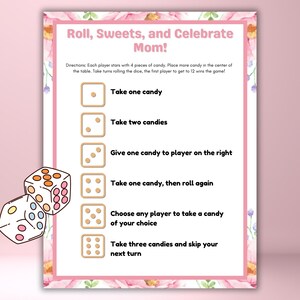 Mother's Day Candy Dice Game, Candy Dice Game, Mother's Day, Bonus Mom ...