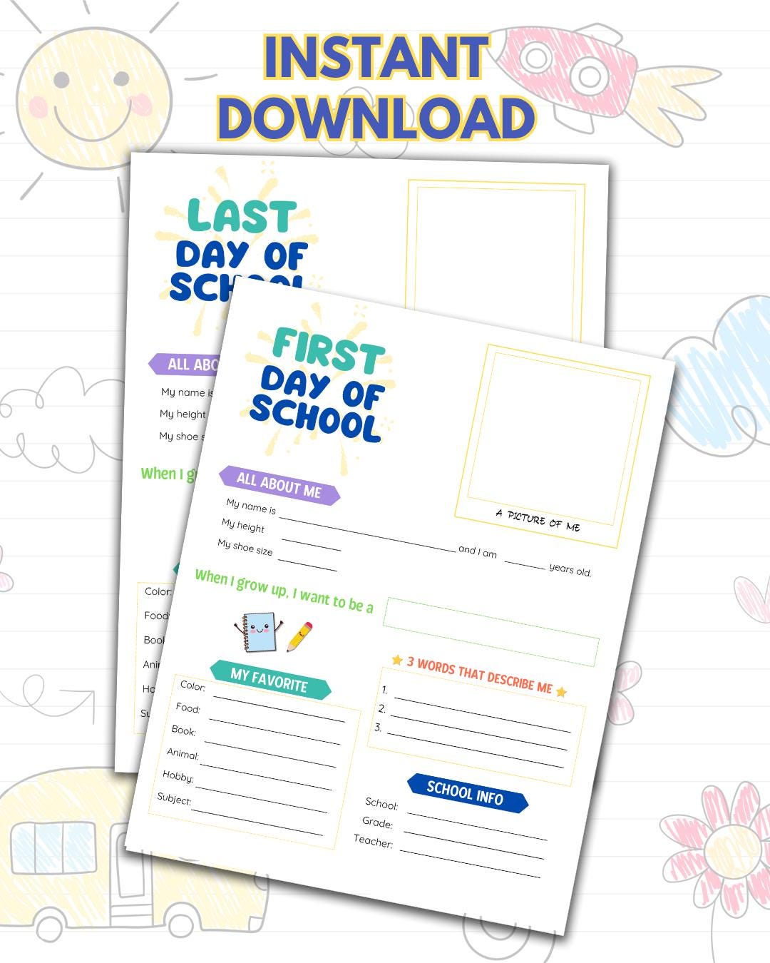 Back to School Printable, All About Me, First Day of School Interview ...