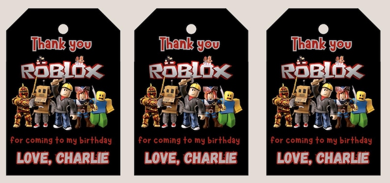 Editable Roblox Themed Thank You Tags Digital Download Personalized ...