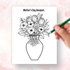 DIY Mothers Day Gift: Custom Handprint Flower Coloring Set, Instant ...