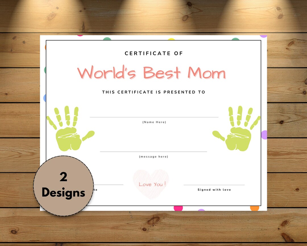 Mothers Day Handprint Certificate, Mothers Day Art, Handprint Craft ...