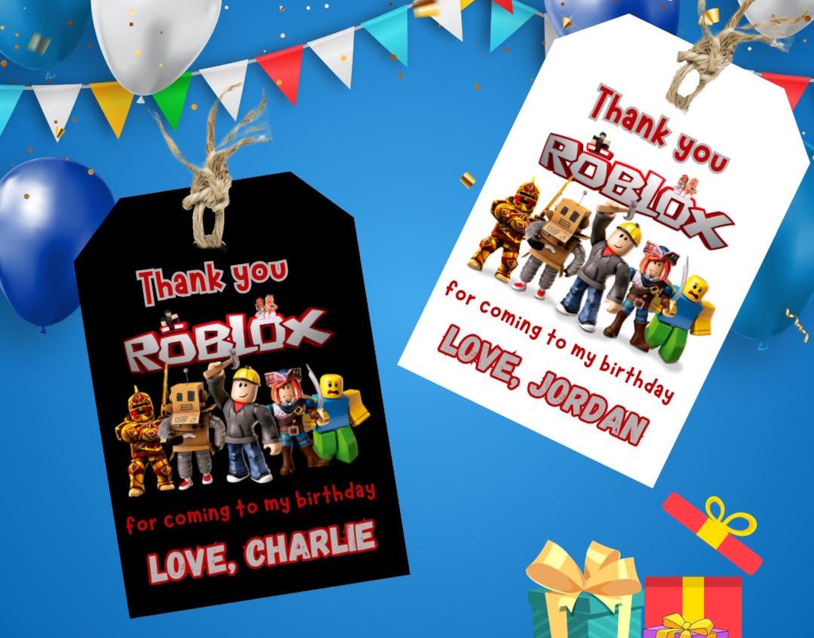 Editable Roblox Themed Thank You Tags Digital Download Personalized ...
