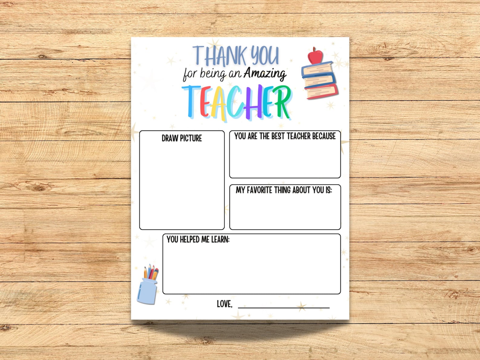 Editable Teacher Appreciation Questionnaire: Printable Gift (CANVA) - Etsy
