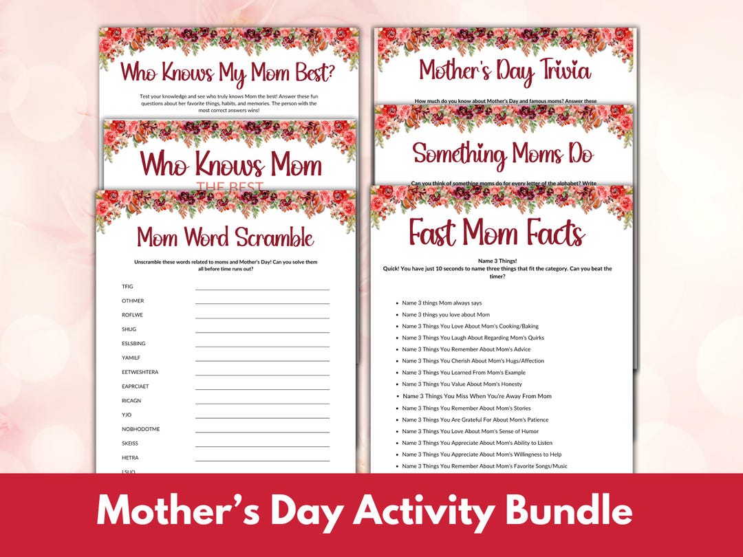 Mother's Day Games Bundle, Printable, Mother's Day, Mother's Day Games ...
