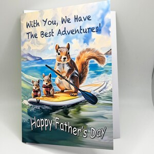 Happy Father's Day Squirrel Daddy & Kids Enjoying a SUP Stand up Board ...