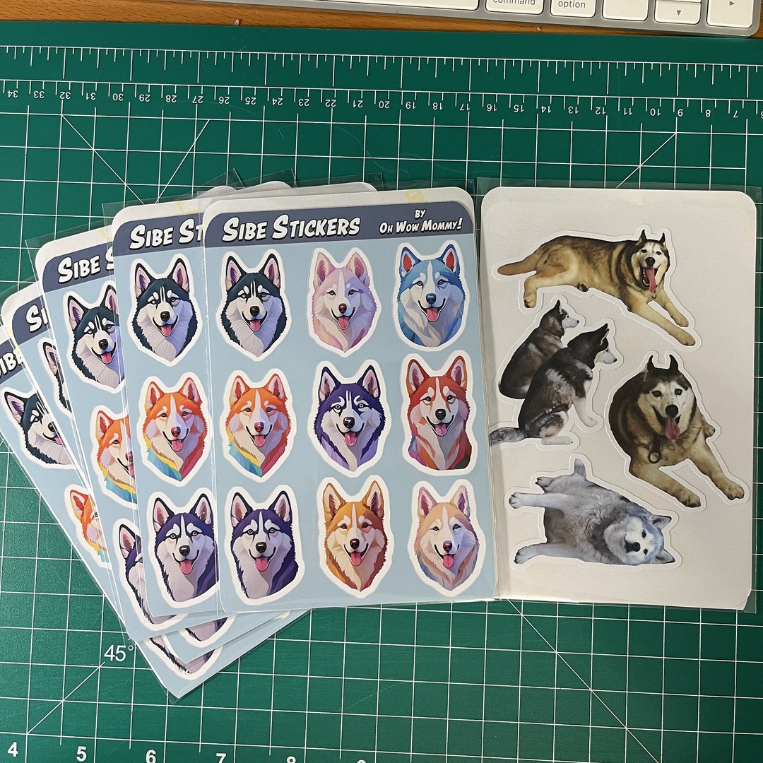 Cute Siberian Husky Stickers 4x6 Inch Sticker Sheet Plus 4 Silly ...