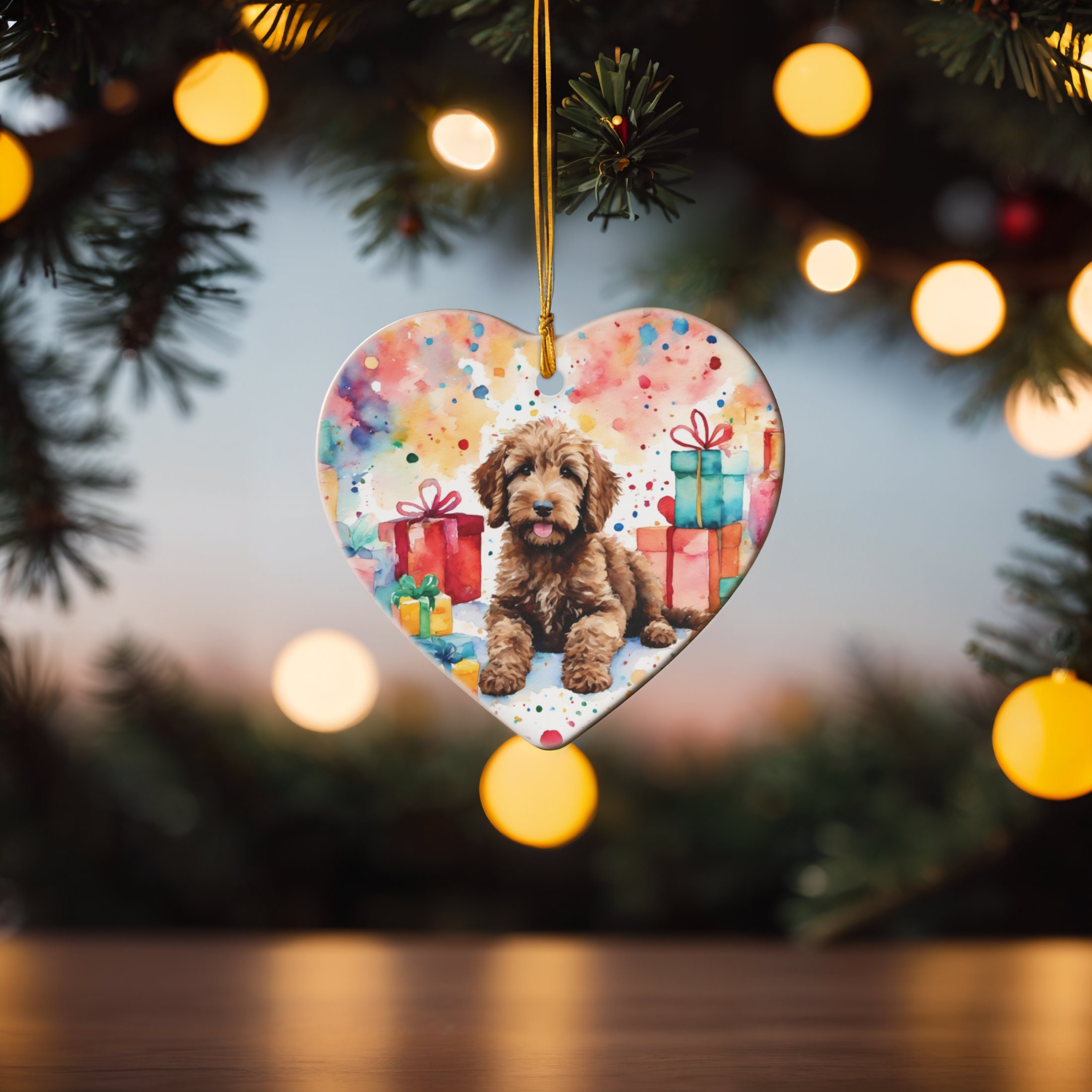 Labradoodle Ornament 2024 Brown Labradoodle Christmas Ornament ...