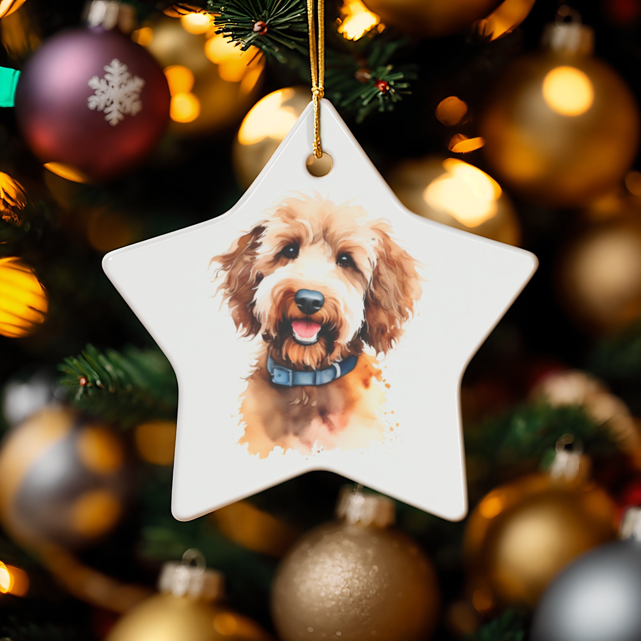 Labradoodle Ornament 2024 Brown Labradoodle Christmas Decoration ...