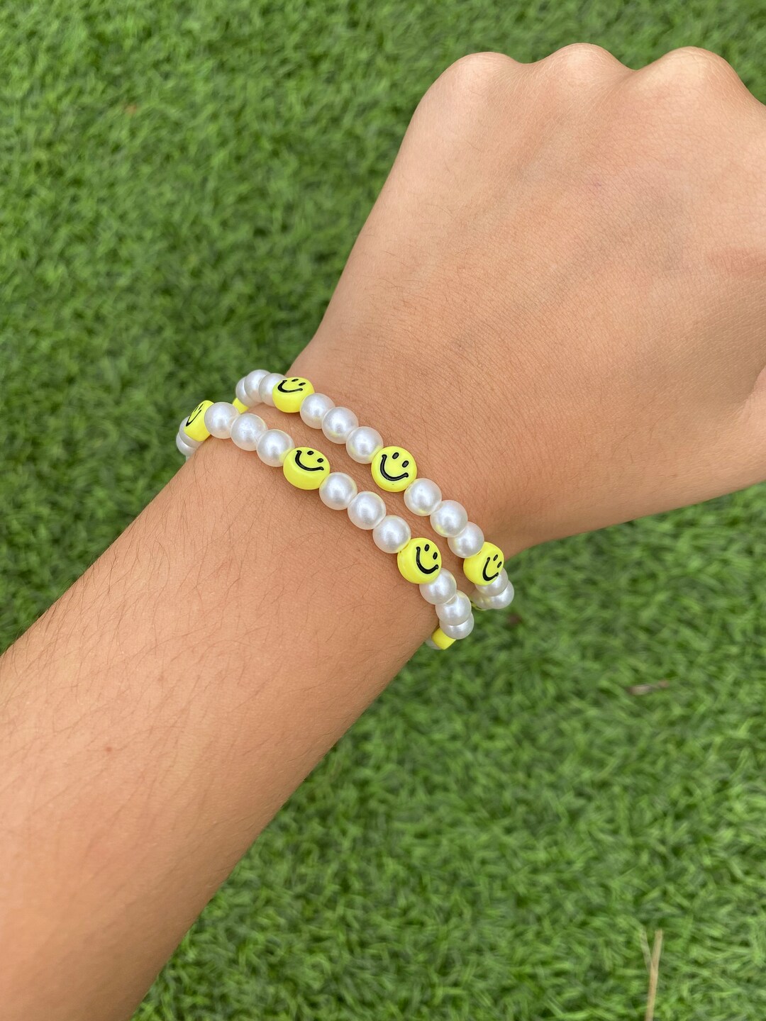 Pearly Smile Smiley Face Pearl Bracelet - Etsy