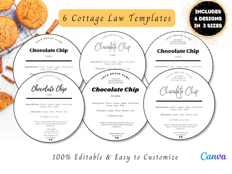Cottage Law Editable Label Template, Bakery Food License Sticker, Home ...