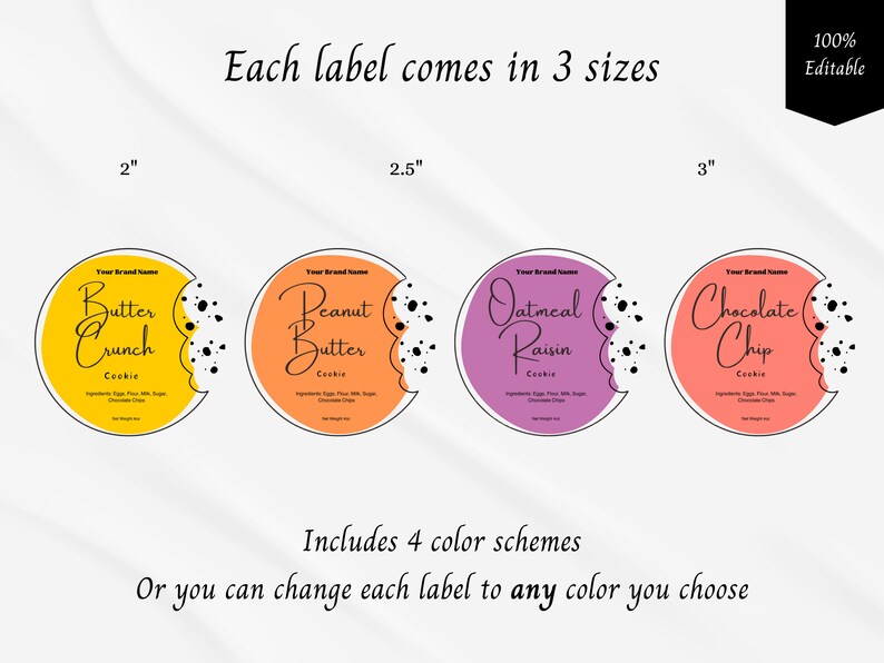 Editable Flavor Label Template, Product Labels, Cookie, Bakery, Custom ...