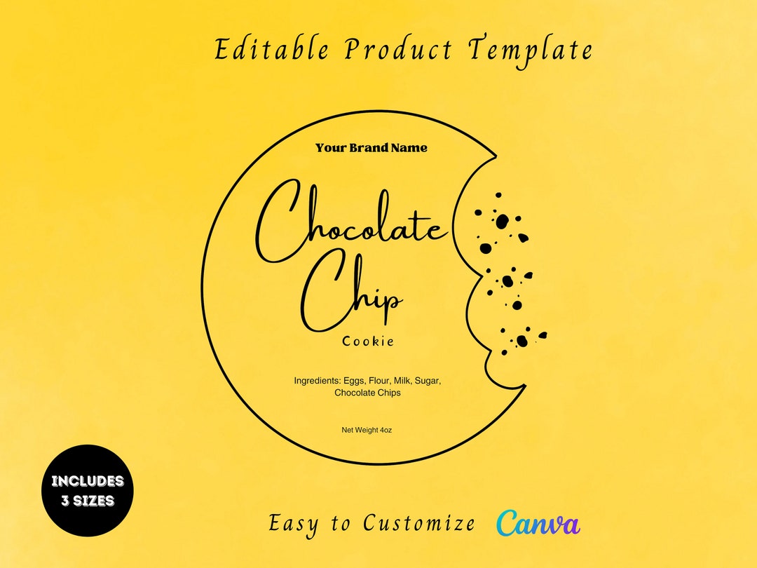 Editable Product Label Template, Product Labels, Cookie, Bakery, Custom ...