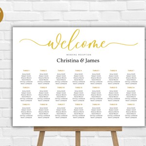 Gold Wedding Seating Chart Template, Elegant Wedding Seating Plan Sign ...