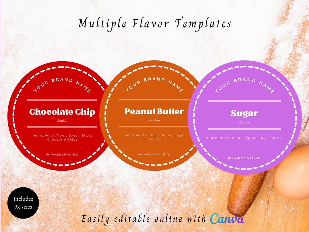 Editable Flavor Label Template, Product Labels, Cookie, Bakery, Custom ...