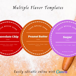 Editable Flavor Label Template, Product Labels, Cookie, Bakery, Custom ...