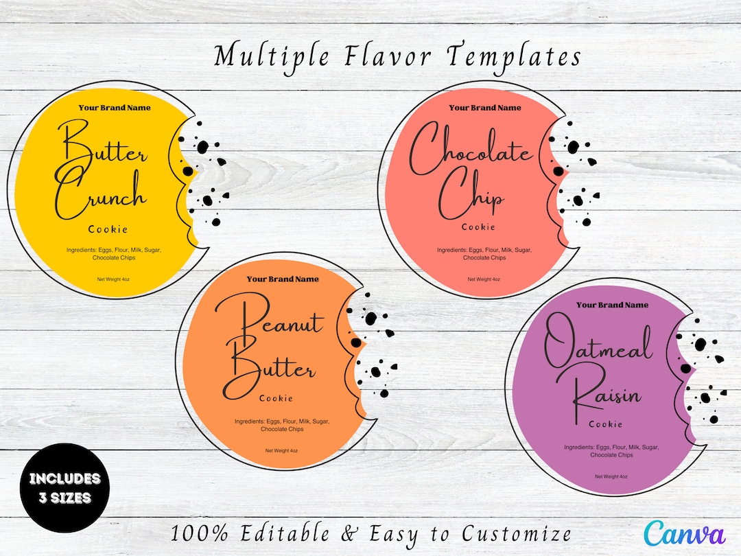 Editable Flavor Label Template, Product Labels, Cookie, Bakery, Custom ...