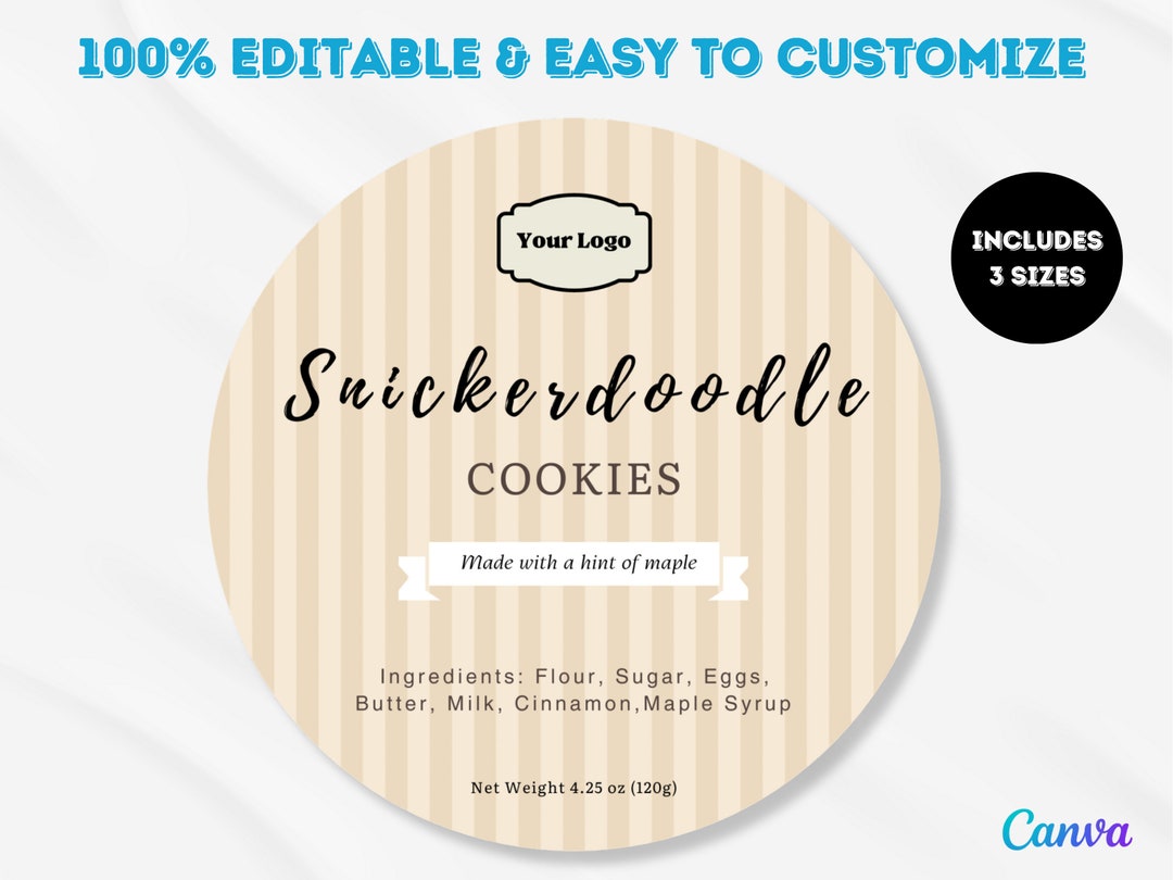 Editable Flavor Label Template, Product Labels, Cookie, Bakery, Custom ...