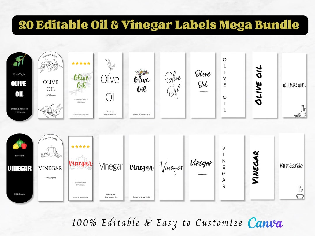 20 Editable Oil and Vinegar Label Templates, Oil-vinegar Label, Modern ...