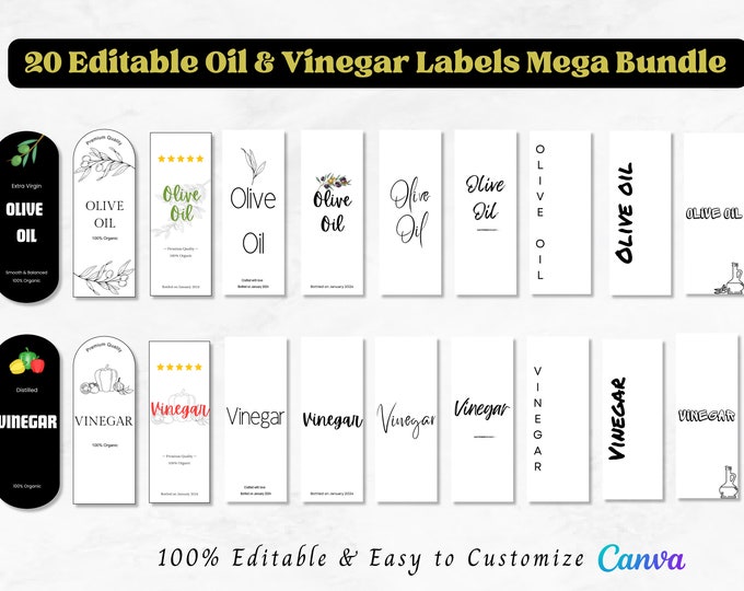 20 Editable Oil and Vinegar Label Templates, Oil-vinegar Label, Modern ...