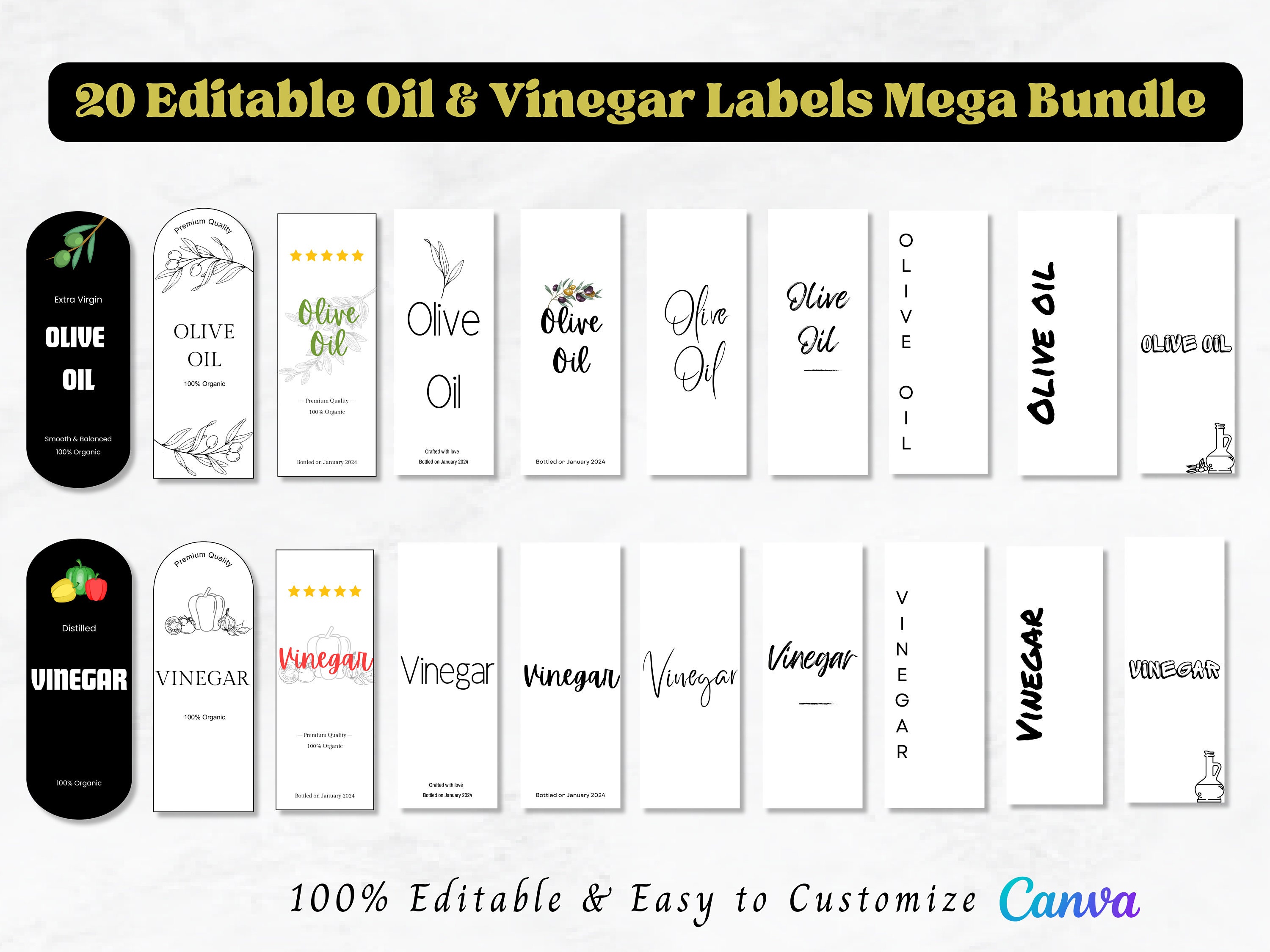 20 Editable Oil and Vinegar Label Templates, Oil-vinegar Label, Modern ...