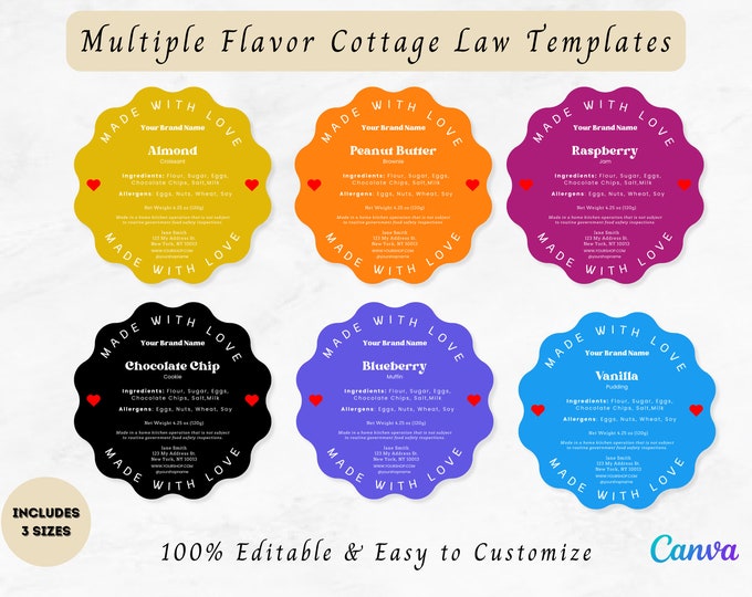Cottage Law Editable Label Template, Bakery Food License Sticker, Home ...