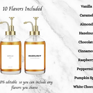 Editable Coffee Syrup Label Templates coffee Bar Decor, Soda Syrup ...