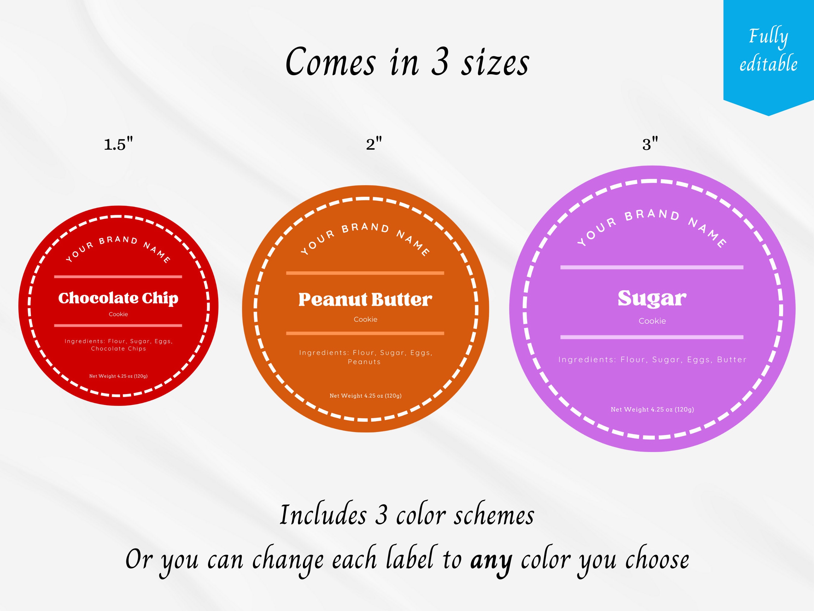 Editable Flavor Label Template, Product Labels, Cookie, Bakery, Custom ...