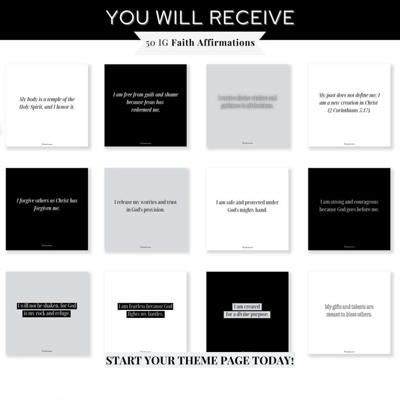 Faith Affirmations Theme Page Instagram Bundle | Christian Instagram ...