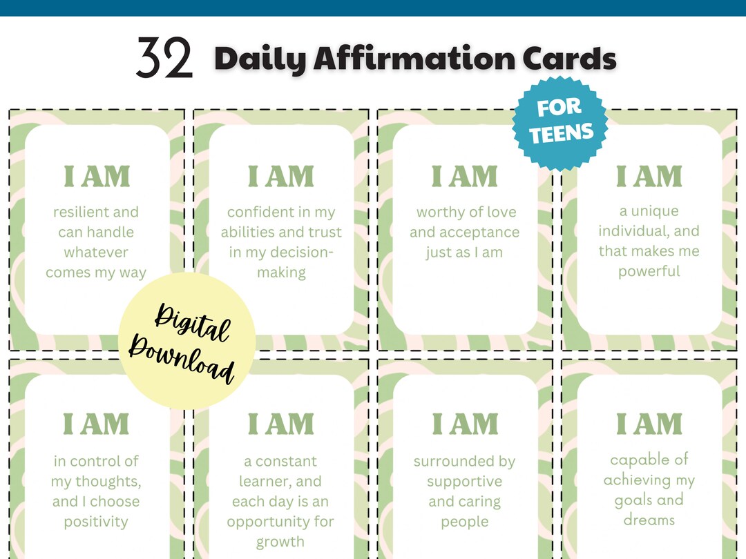 Self Esteem Teens, Daily Affirmations for Teens, Daily Affirmation ...