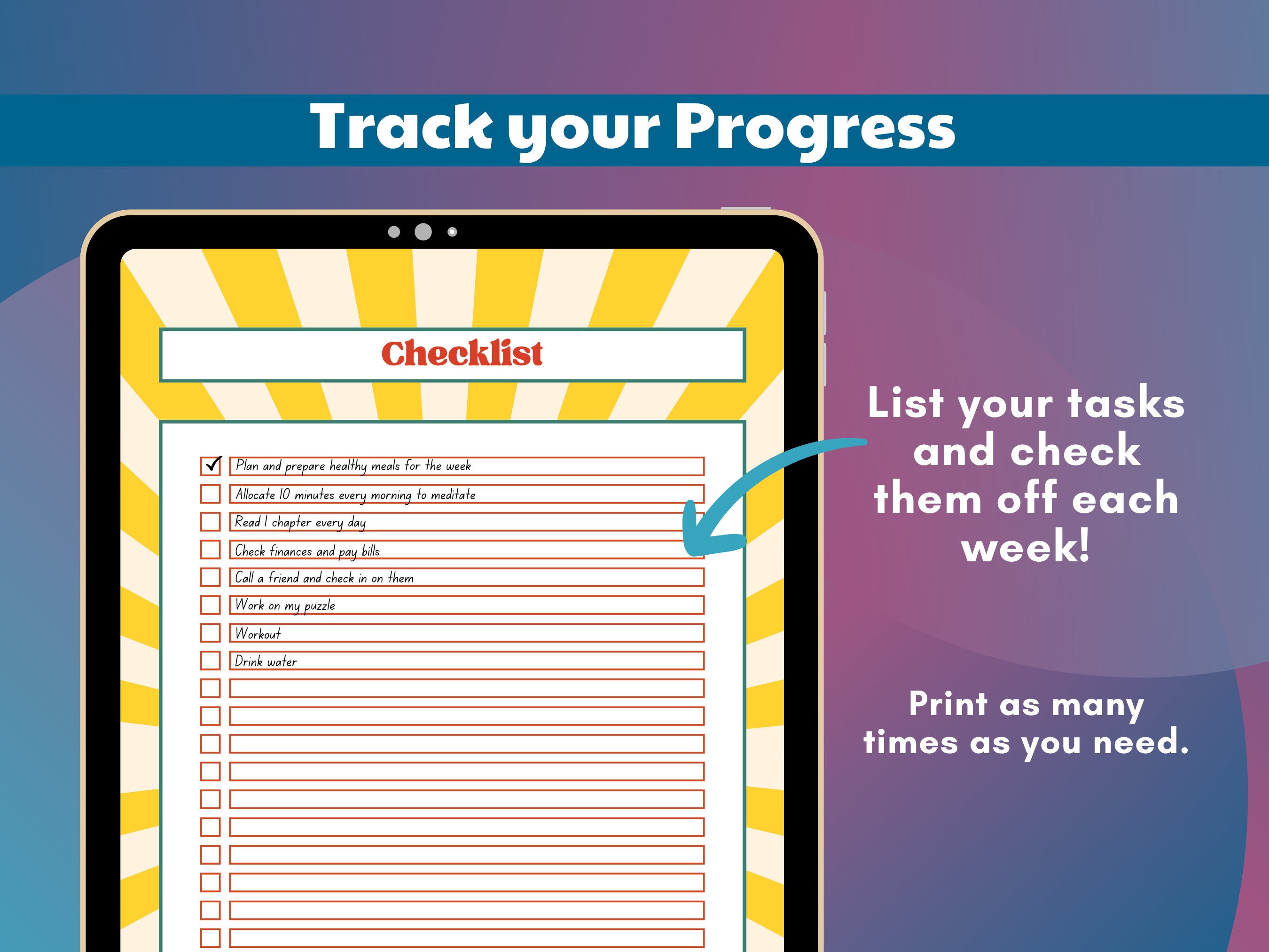 Blank Checklist Template Printable & Fillable Simple - Etsy