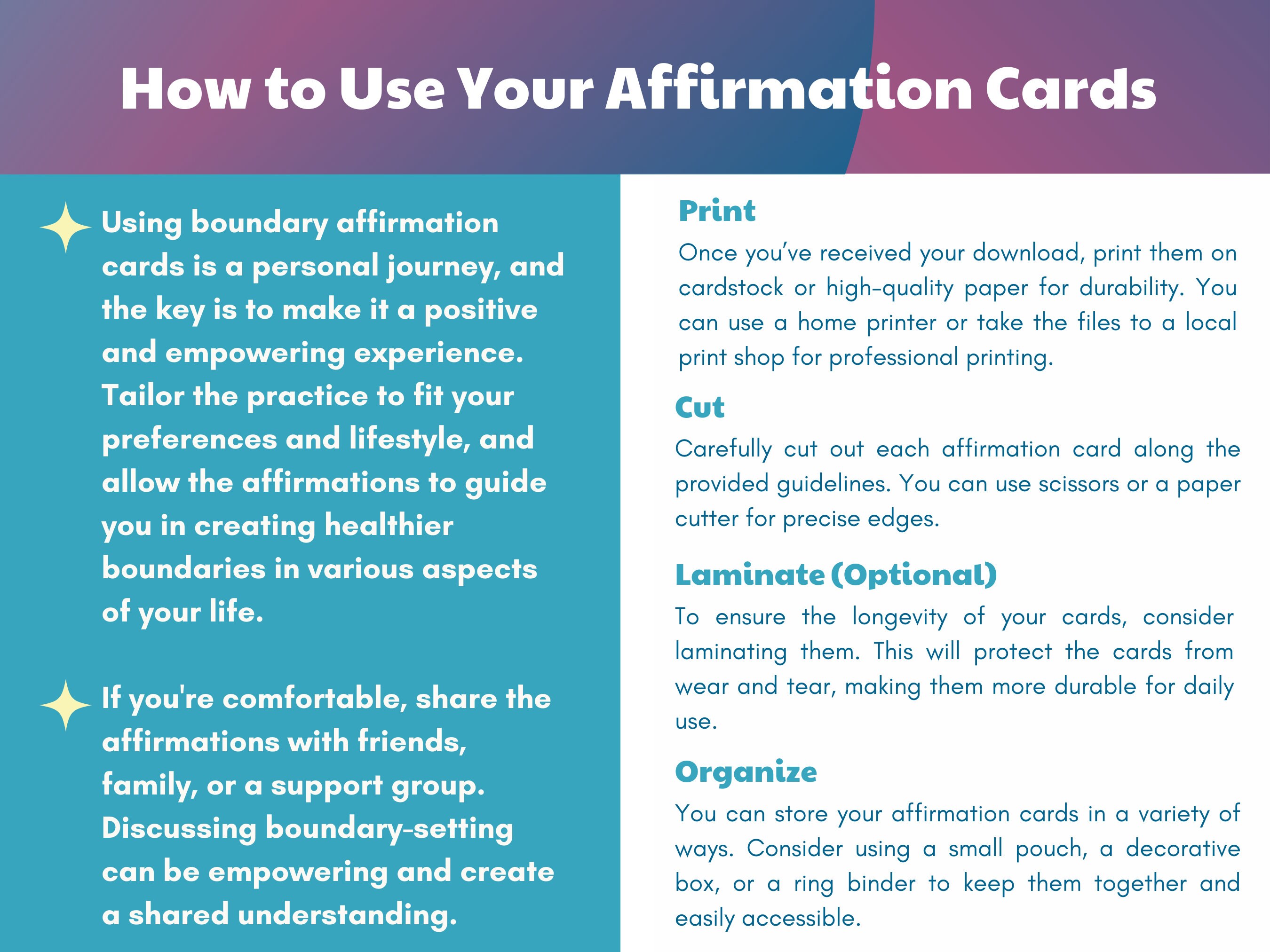 Boundary Setting, Personal Boundaries, Affirmation Deck, Emotional ...