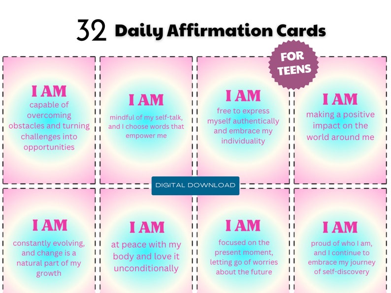 Self Esteem Teens, Daily Affirmations for Teens, Daily Affirmation ...
